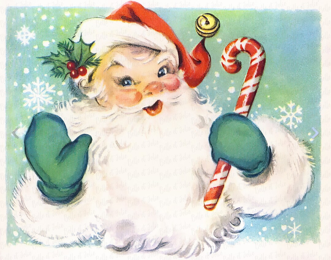 14x11 Vintage Santa, Vintage Santa Illustration, Retro Christmas ...