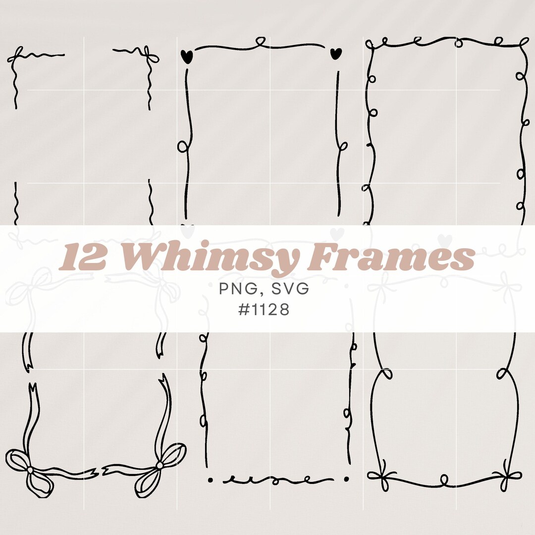 Digital Hand Drawn Wedding Doodle Border Bundle Whimsical Wavy Vector ...