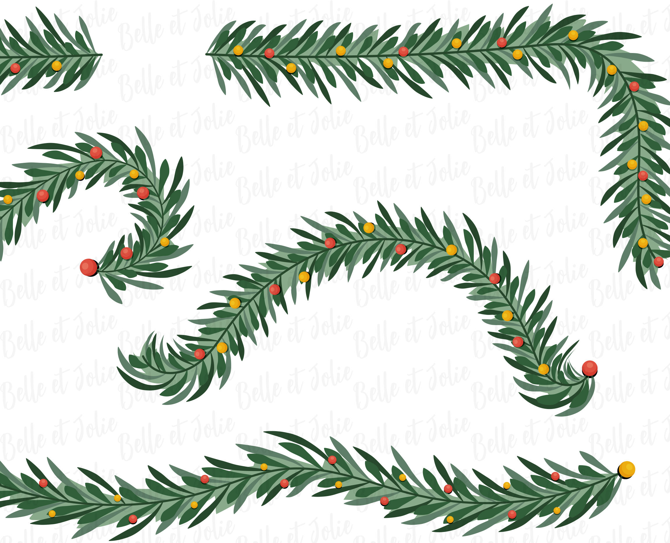 Retro Christmas Garland SVG Christmas Garland Clipart Holly Christmas ...