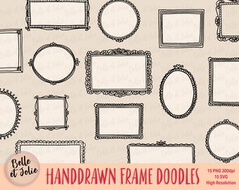 BIG SET Doodle Borders and Frames Clipart Doodle Clip Art - Etsy