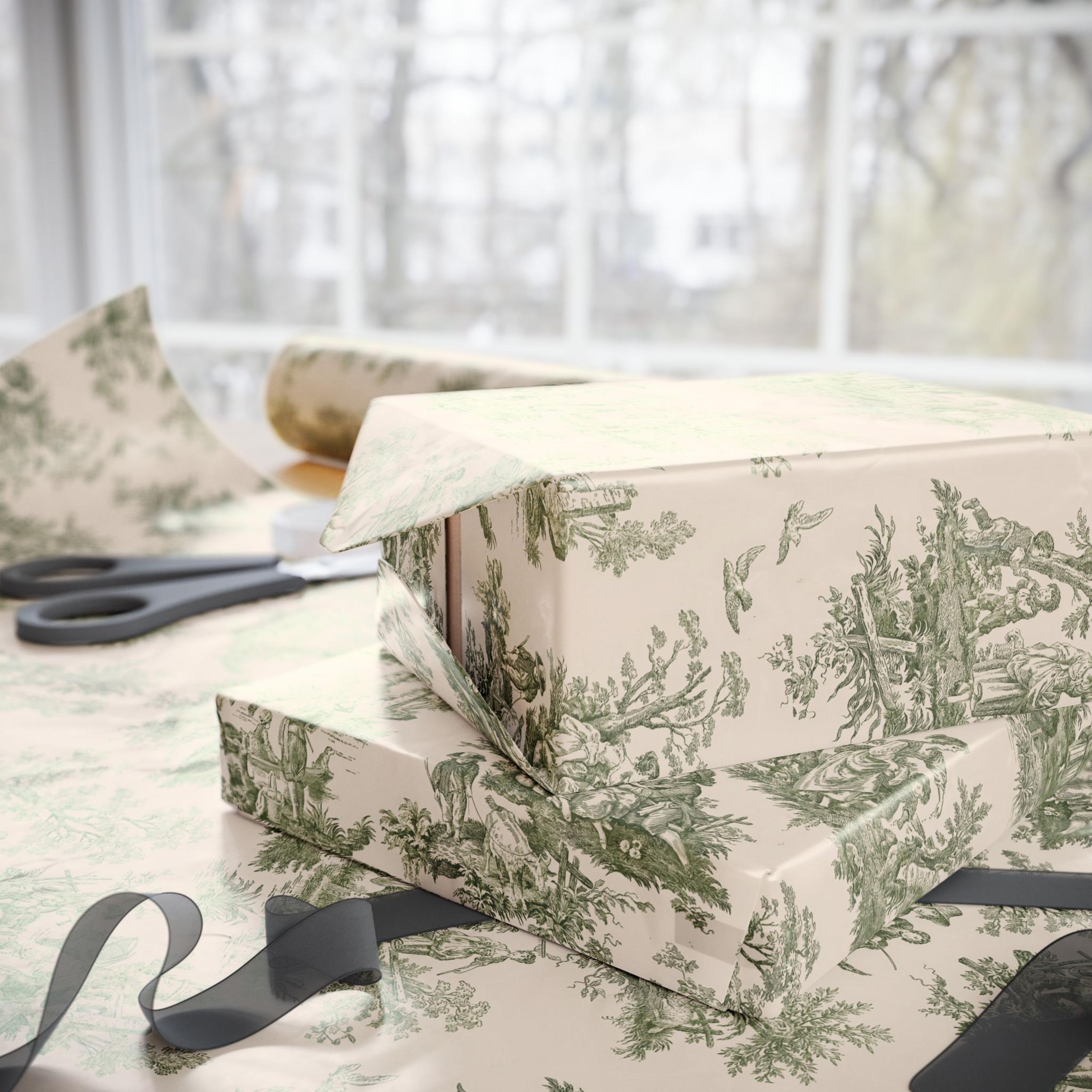 Vintage Green Toile Cottagecore Gift Wrapping Roll French Toile Gift ...