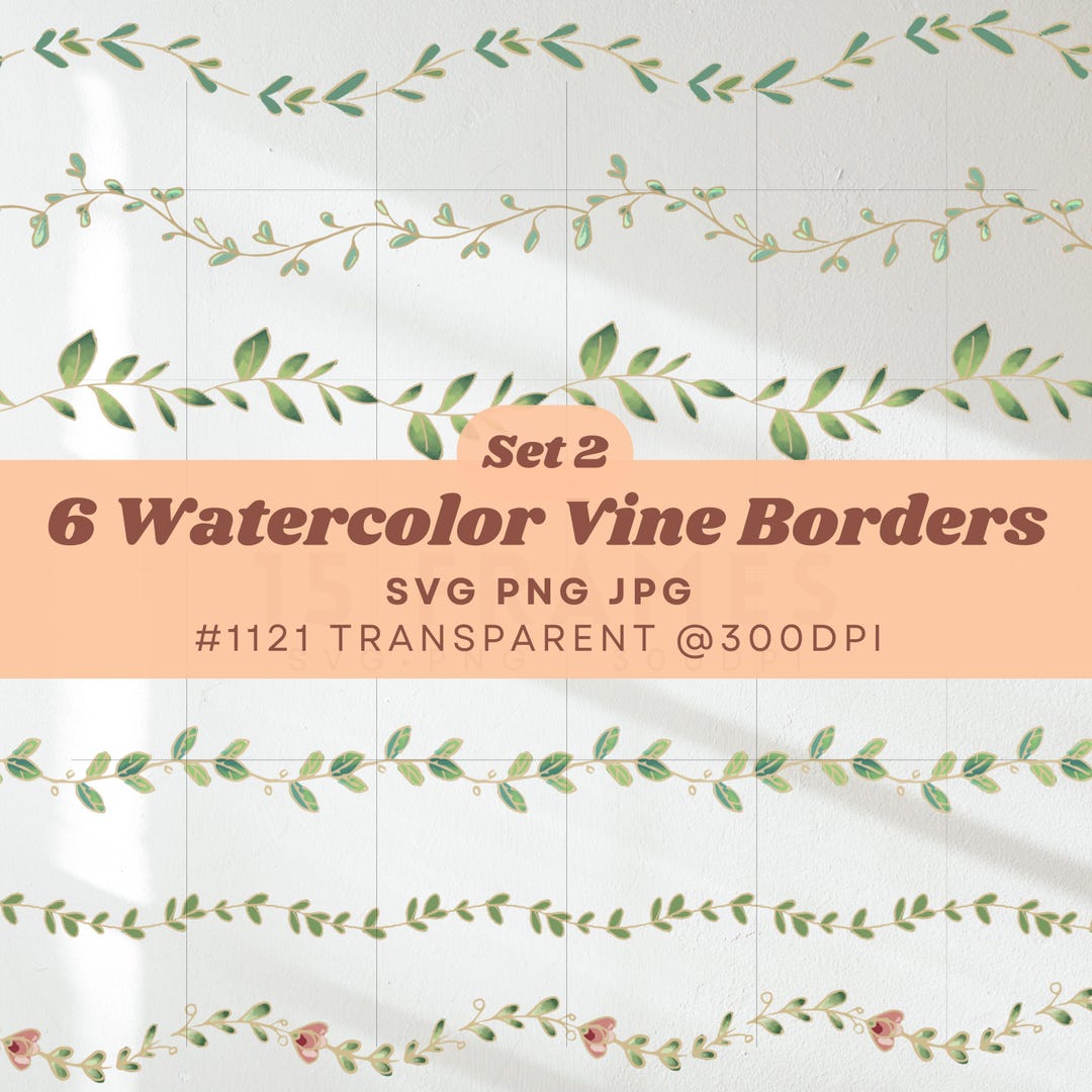 Floral Vine SVG Watercolor Vine Divider Floral Border Wedding Clipart ...