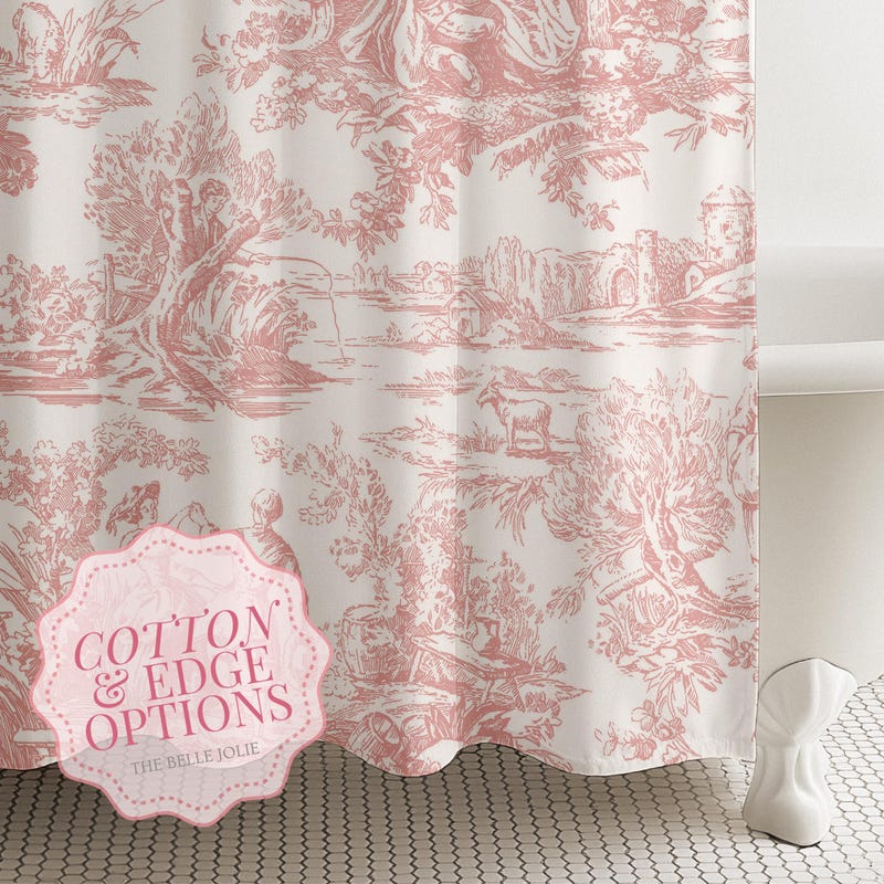 Pink Toile Curtains - Etsy