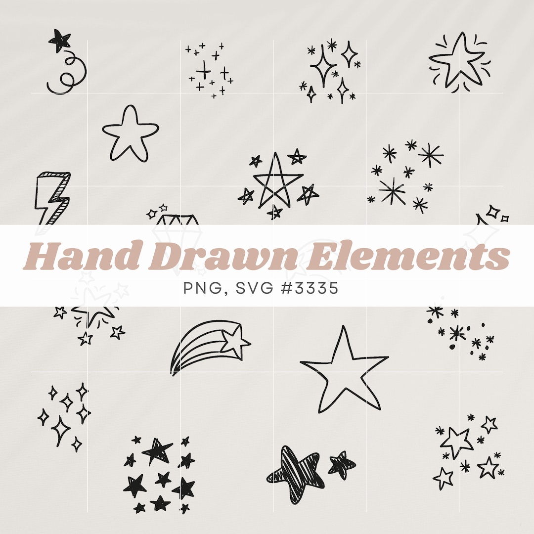Whimsical Twinkle Stars SVG Clipart Bundle With Doodles for Wedding or ...