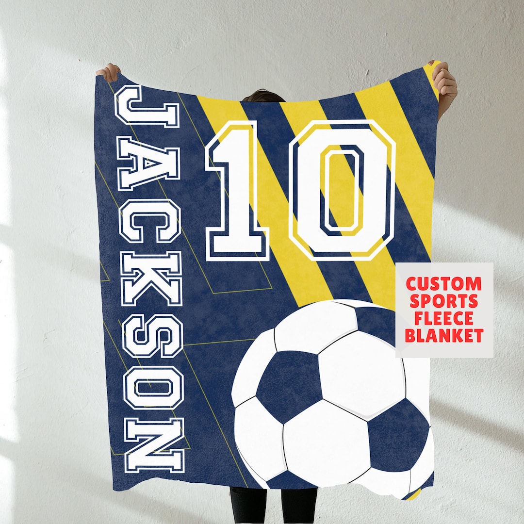 Custom Soccer Blanket Name Personalized Soccer Fleece Blanket Sports ...