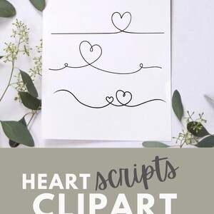 Heart Script SVG Line Heart Theme Room Decor Heart Wall Art Minimal ...