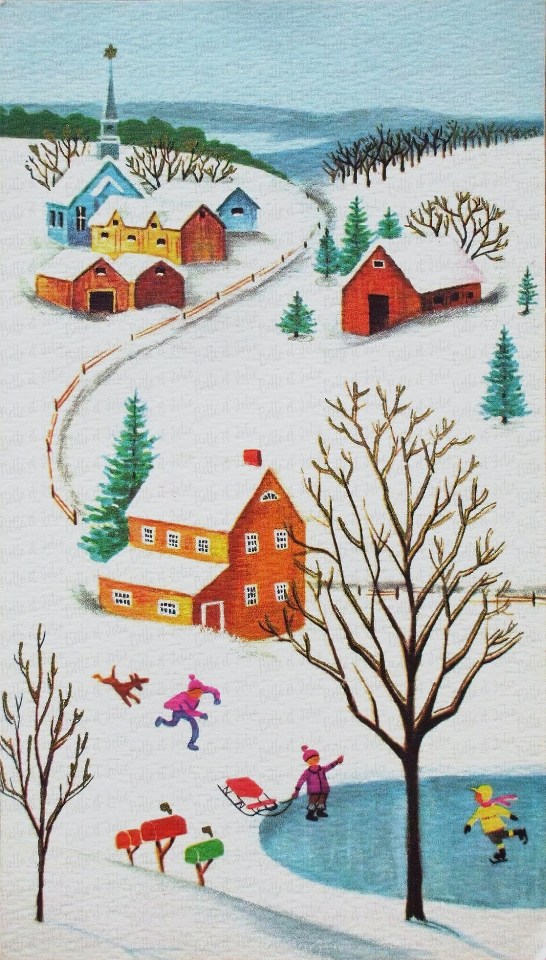 11x20 Retro Christmas Art Vintage Winter Art Vintage - Etsy