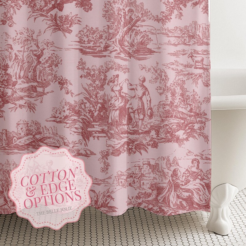 Red Toile Rustic Fabric - Etsy