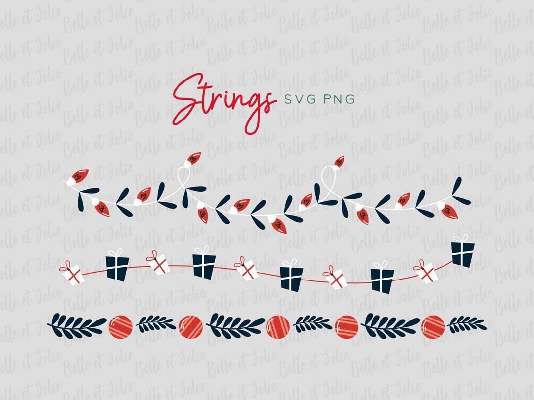 Retro Christmas Border SVG PNG, Holiday Clipart, Christmas Divider ...