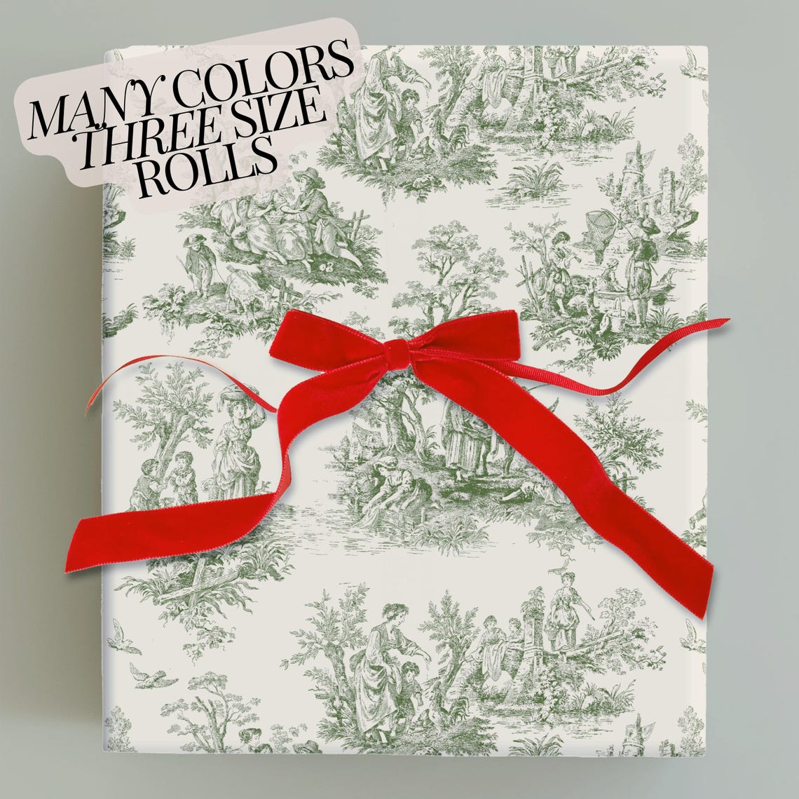 Toile De Jouy Gift Wrapping Paper Roll Vintage Christmas Toile Premium ...