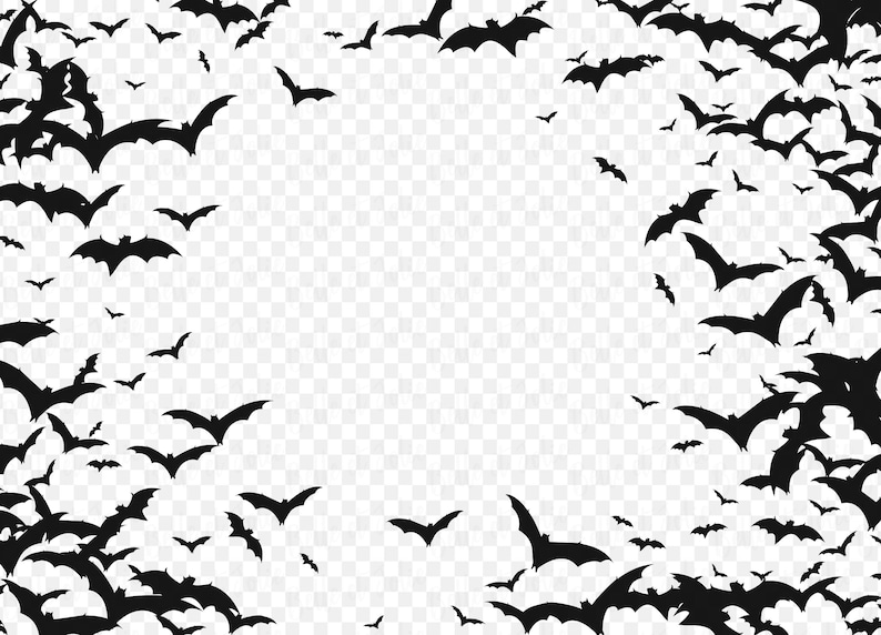Halloween Bats Border Frame Bats Background Clipart SVG - Etsy