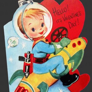 Printable Retro Space Valentine Card, Vintage Boy Valentine, Vintage ...