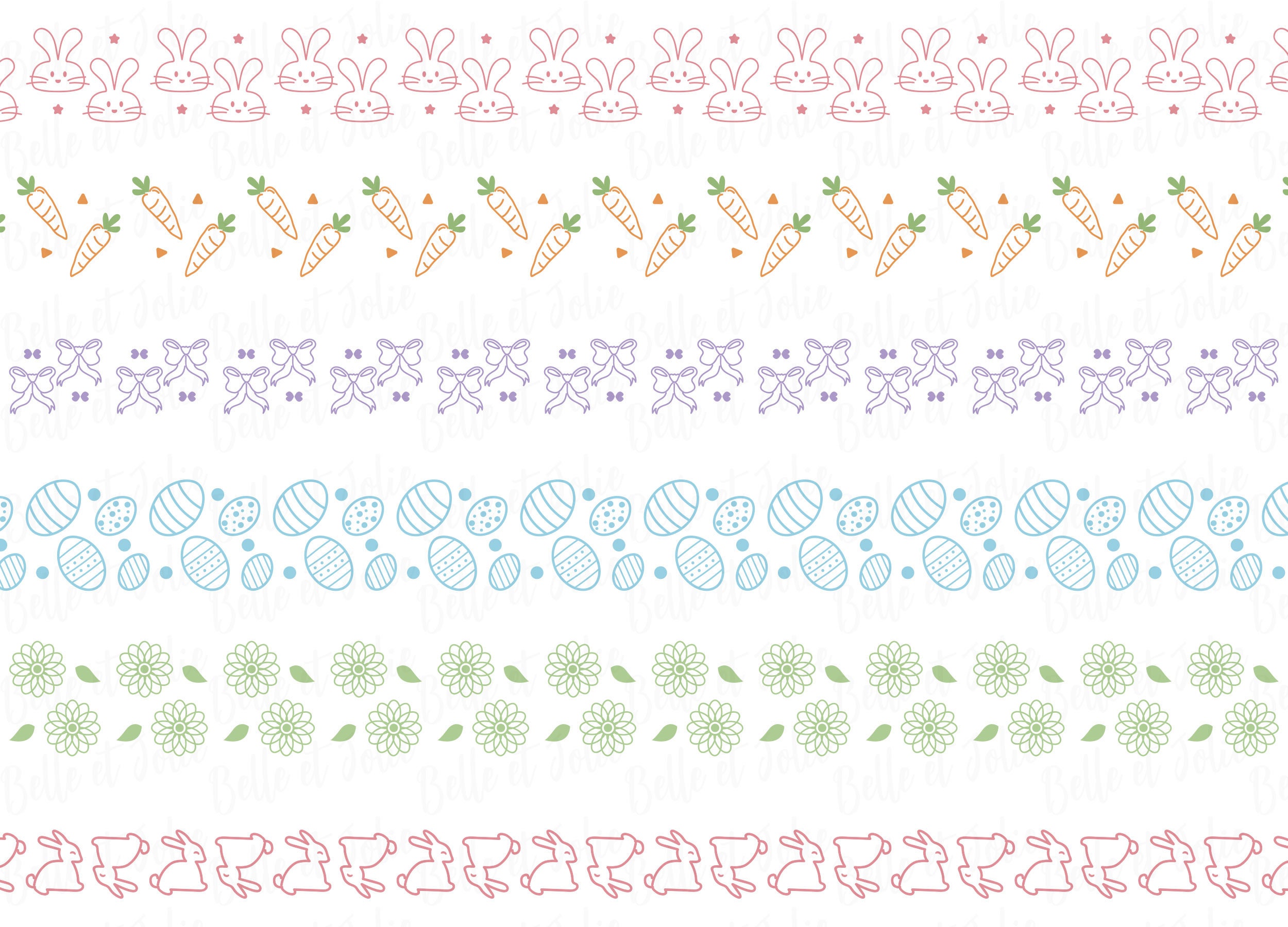 Minimal Easter Seamless Border SVG Easter Borders PNG Easter - Etsy