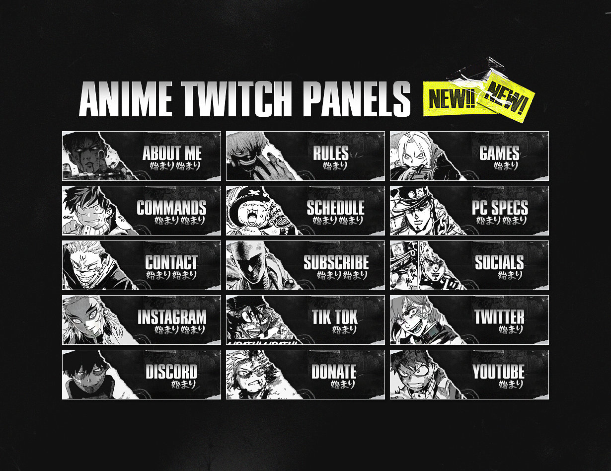 15 ANIME TWITCH PANELS / Dark Anime Twitch Pack / 15 Stream - Etsy