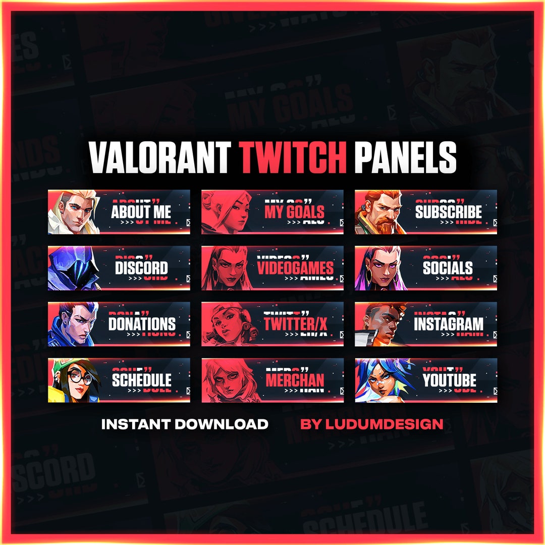 Valorant Twitch Panels x24 Valorant Stream Overlays Gaming - Etsy