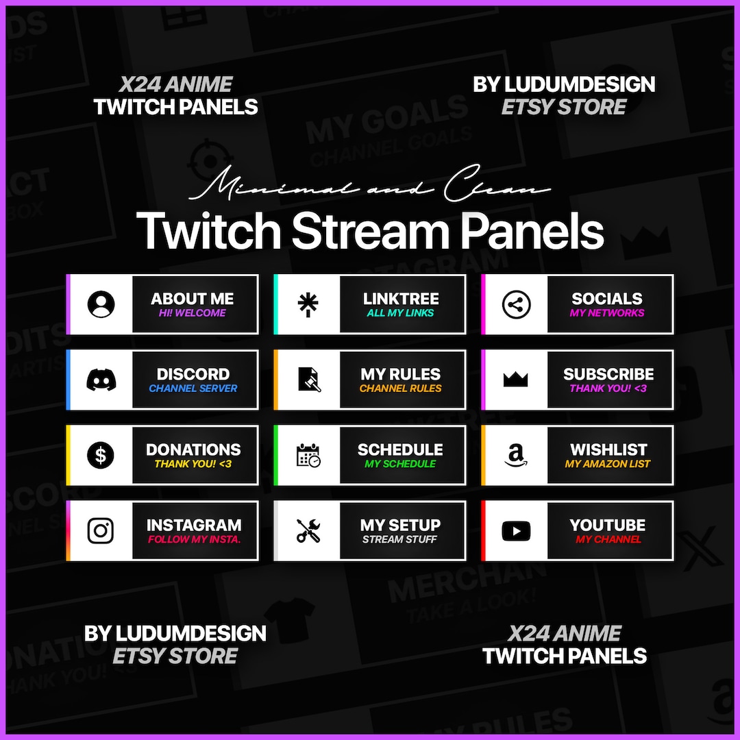 Colorful Twitch Panels Pack (x24) / Premium Stream Package / Hd Quality ...