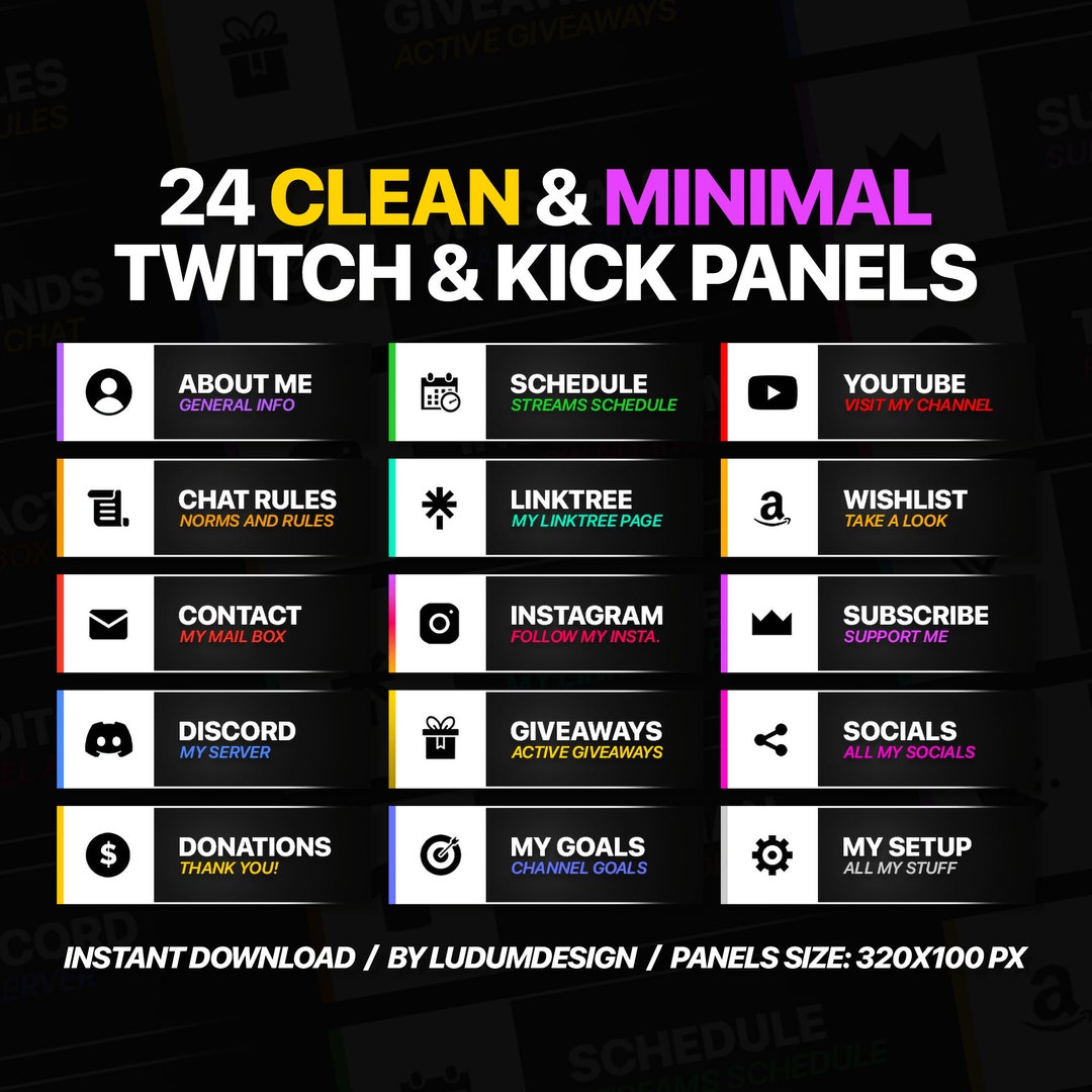 Colorful Twitch Panels Pack x24 / Premium Stream Package / - Etsy