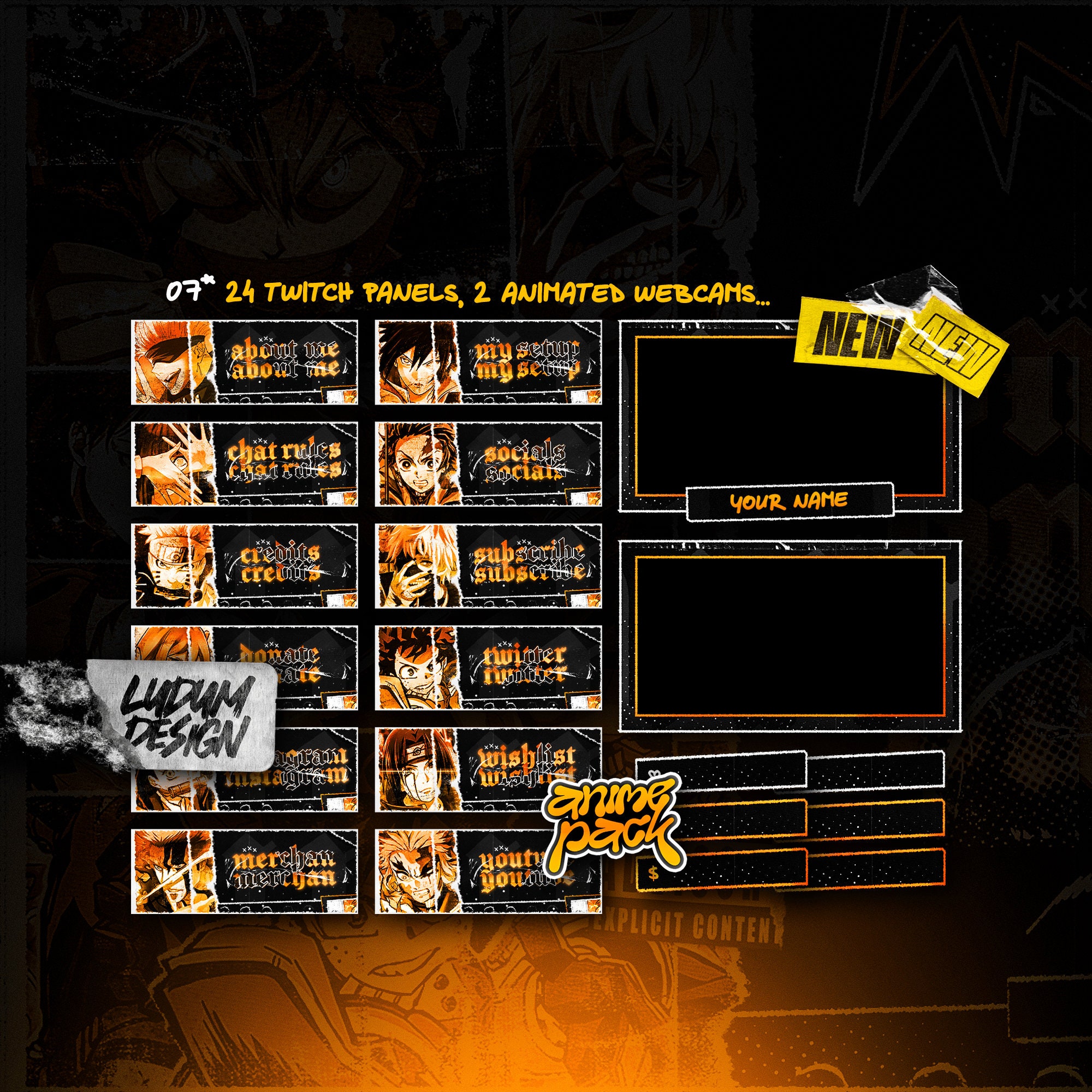 ANIMATED Anime Twitch Overlays Package (now Customizable, Stream ...