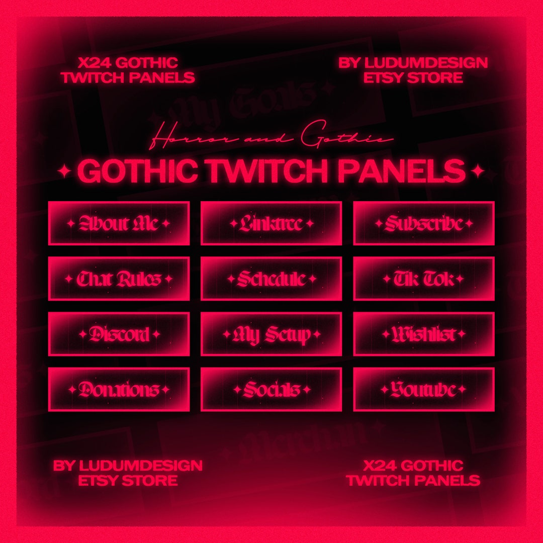 Twitch Panels Horror Gothic (x24) / Stream Panels Pack Terror Blood ...