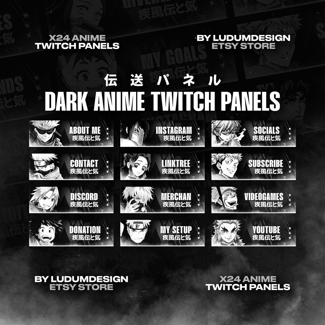 Stream Panels Anime Illustrated x24 / Twitch Panels Anime / - Etsy