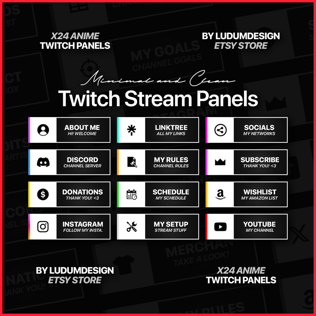 Twitch Panels Pack (clean & Simple) (x24) / Twitch Profile Overlays ...