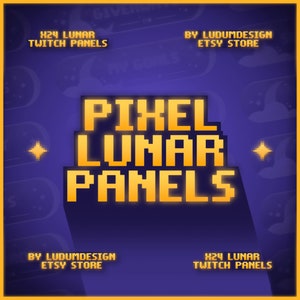 Pixel Moon Twitch Panels x24 / Cute Purple Twitch Pack / Stream Panels ...