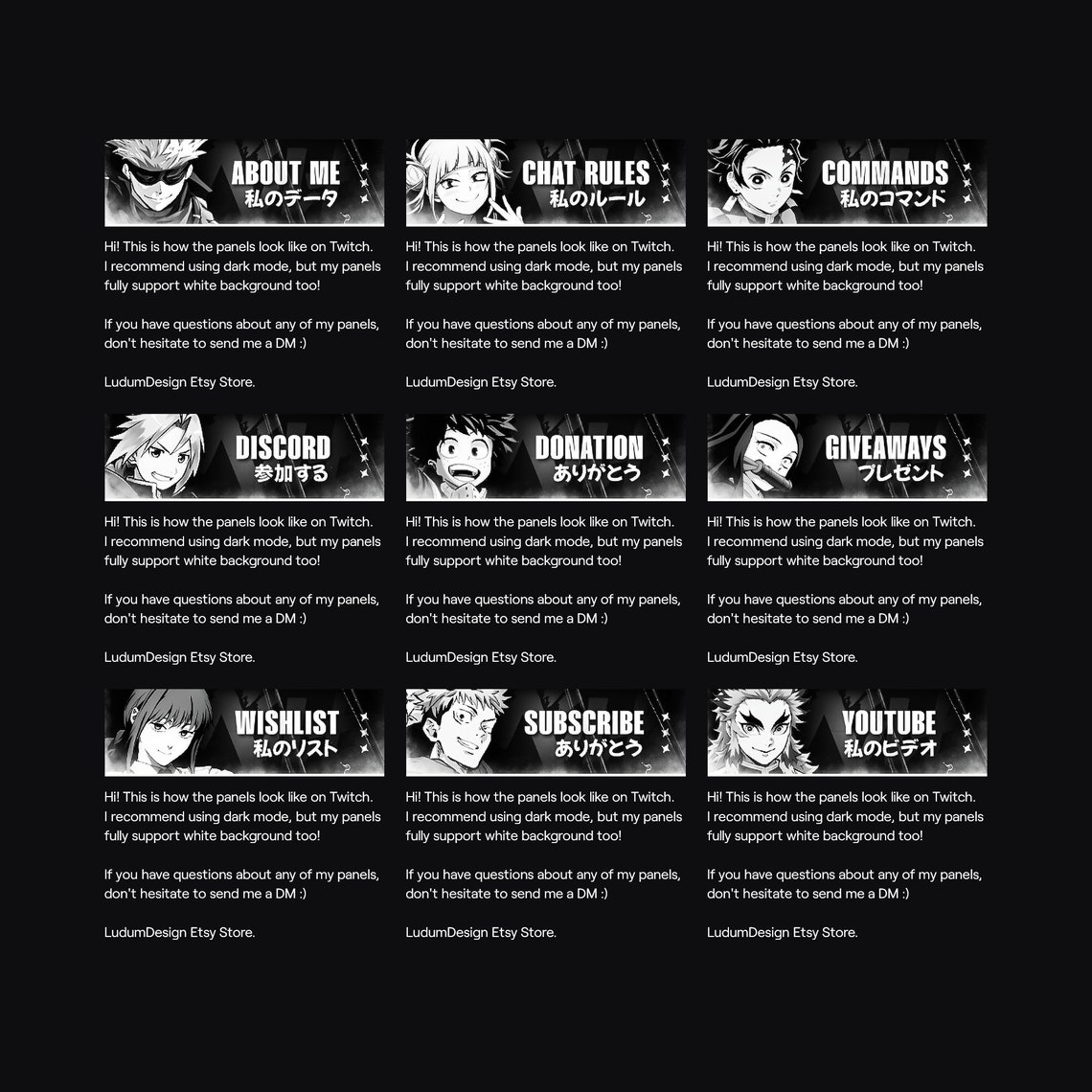 Twitch Panels Anime (x24) / Designs Panels Twitch Profile / Anime ...