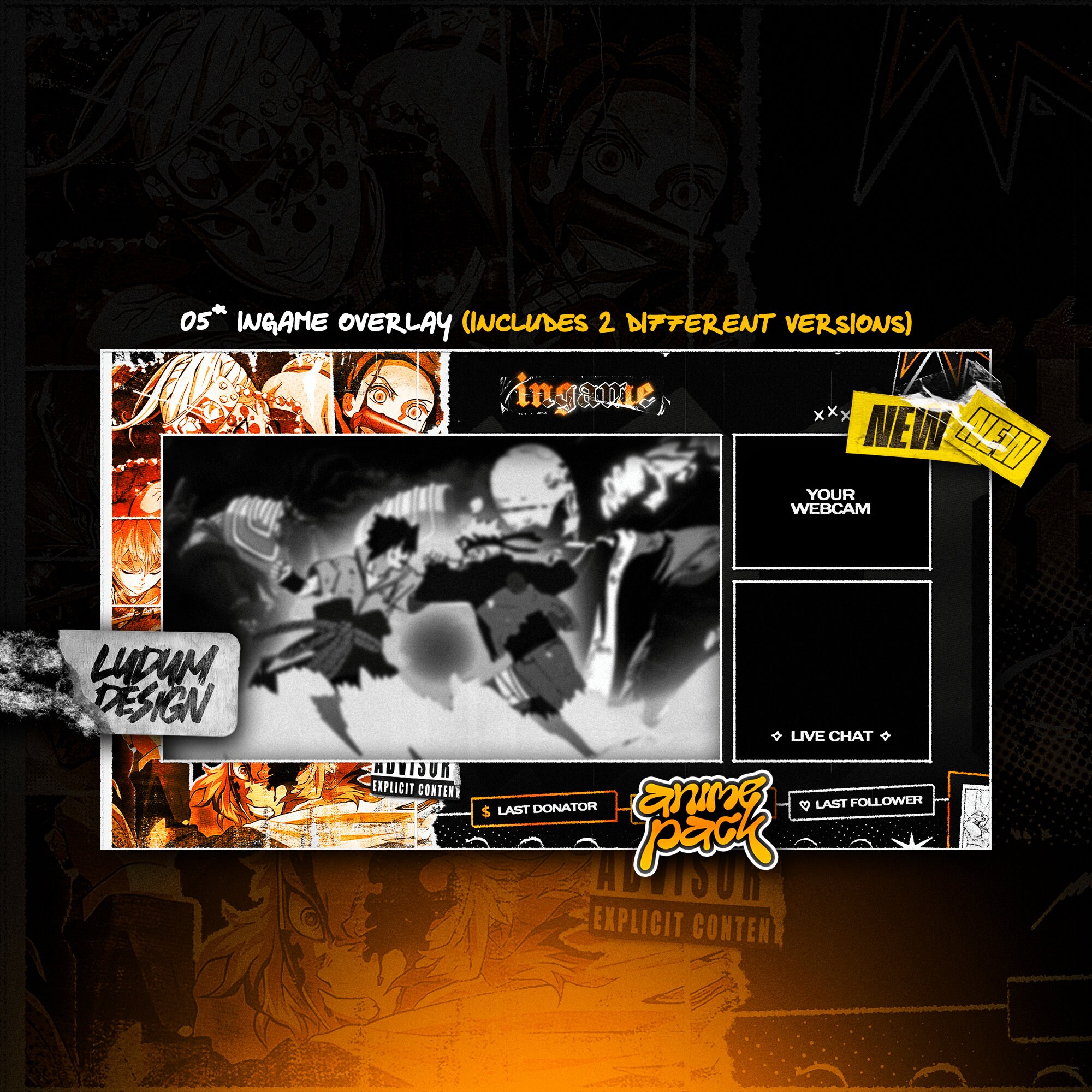 ANIMATED Anime Twitch Overlays Package (now Customizable, Stream ...