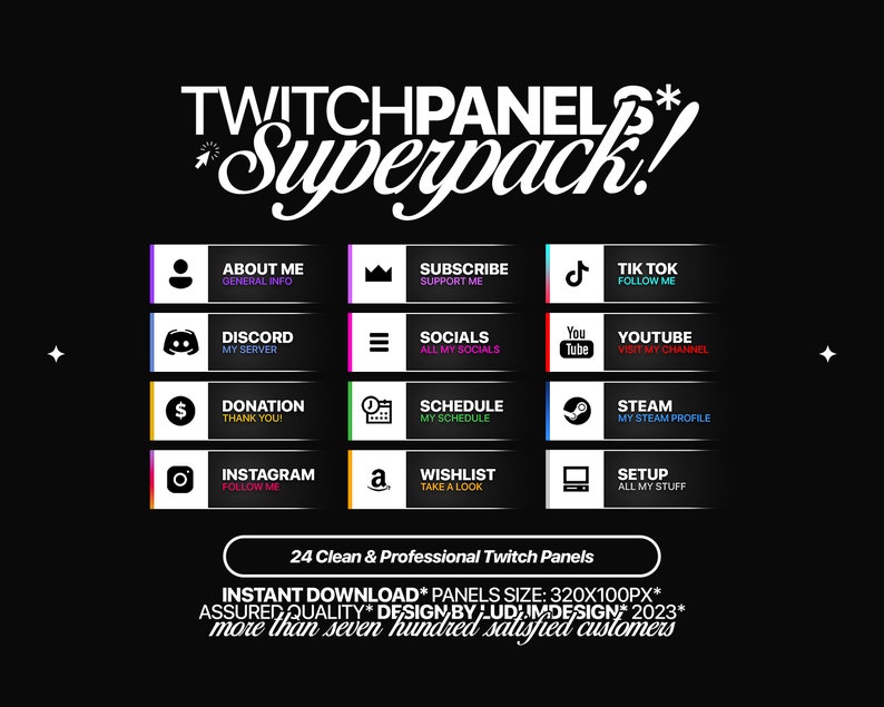 Colorful Twitch Panels Pack x24 / Premium Stream Package / - Etsy