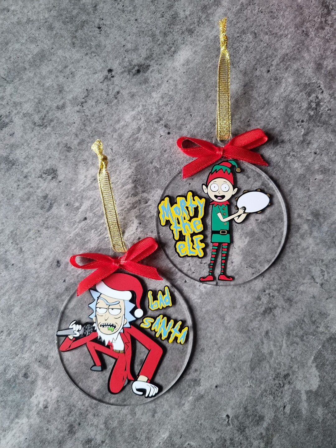 Christmas Rick Morty Bad Santa & Morty the Elf Inspired Bauble ...