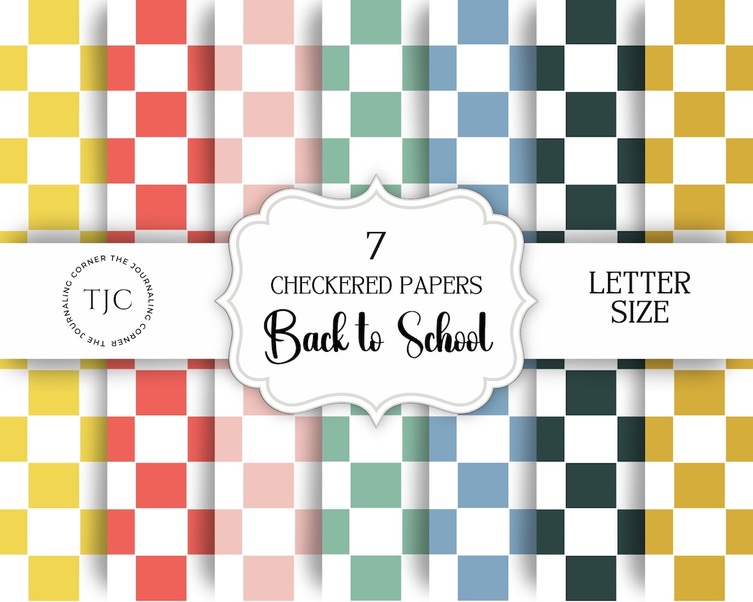 7-page Checkered Paper Printable Bundle Inspired by the Back to School ...