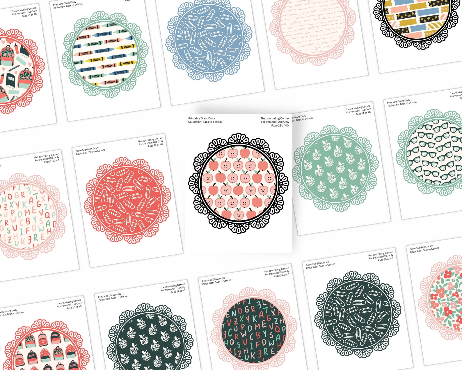 40 Back to School Printable Doilies, Digital Download Doily Sheets PDF ...