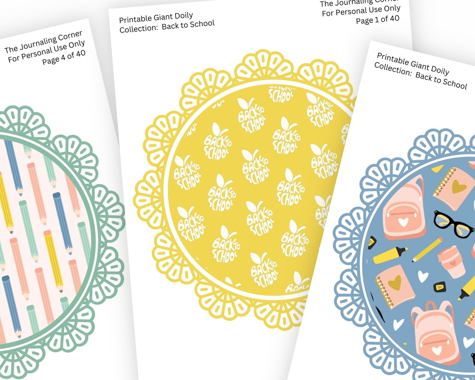 40 Back to School Printable Doilies, Digital Download Doily Sheets PDF ...