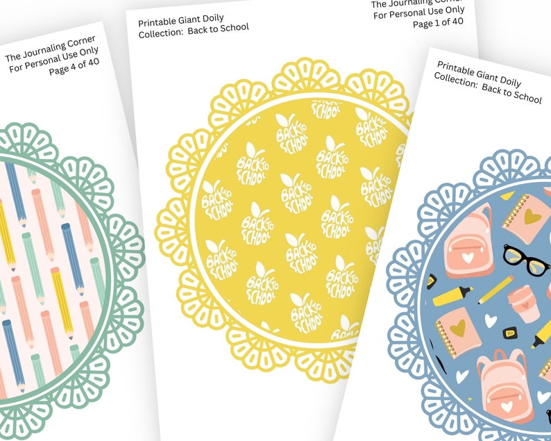 40 Back to School Printable Doilies, Digital Download Doily Sheets PDF ...