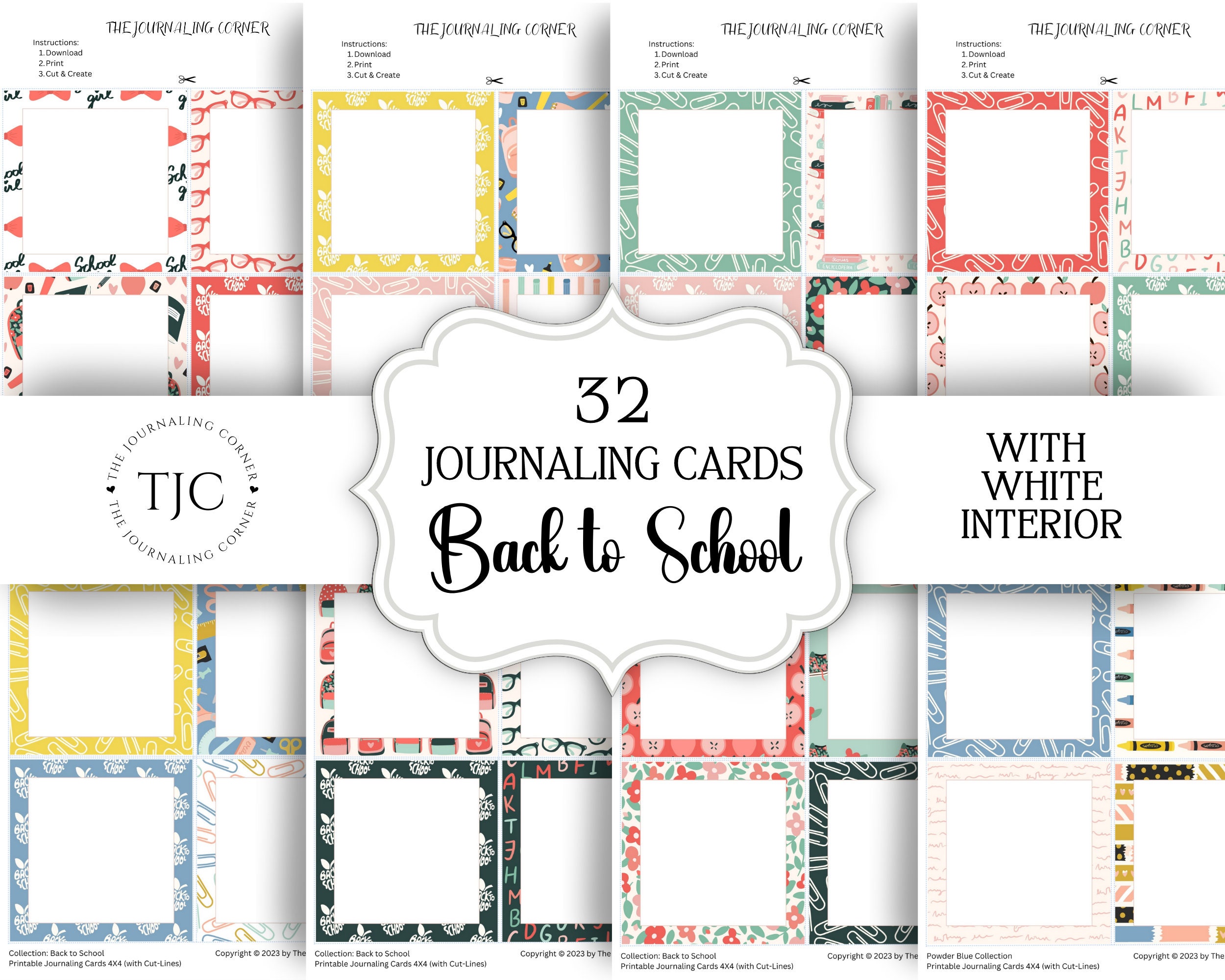 64 Back to School Printable Journaling Cards, Digital Download ...