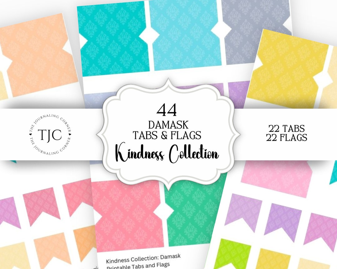 Damask Tabs & Flags Printable Bundle Part of the Kindness Collection ...