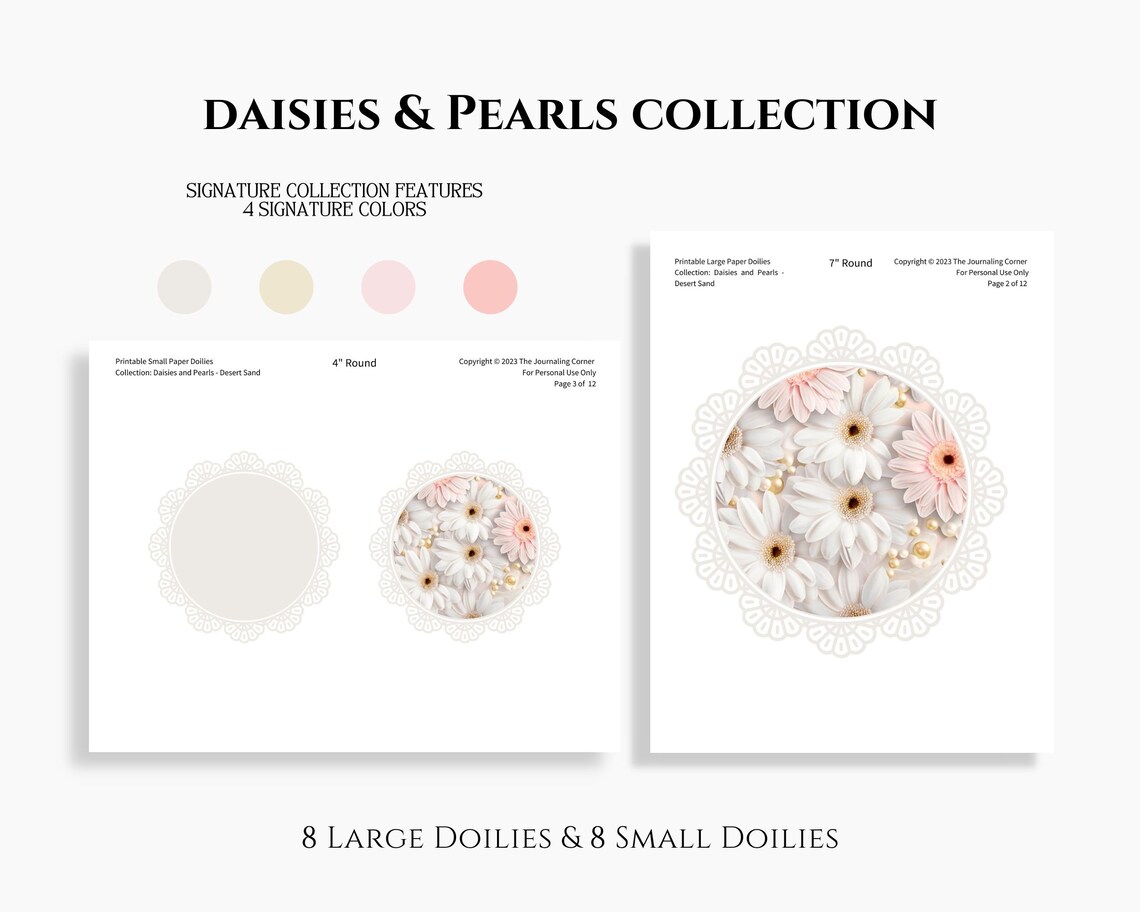 16 Doilies in Signature Colors, Digital Download 12 Sheets PDF, Print ...