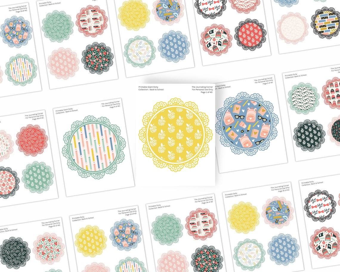 40 Back to School Printable Doilies, Digital Download Doily Sheets PDF ...