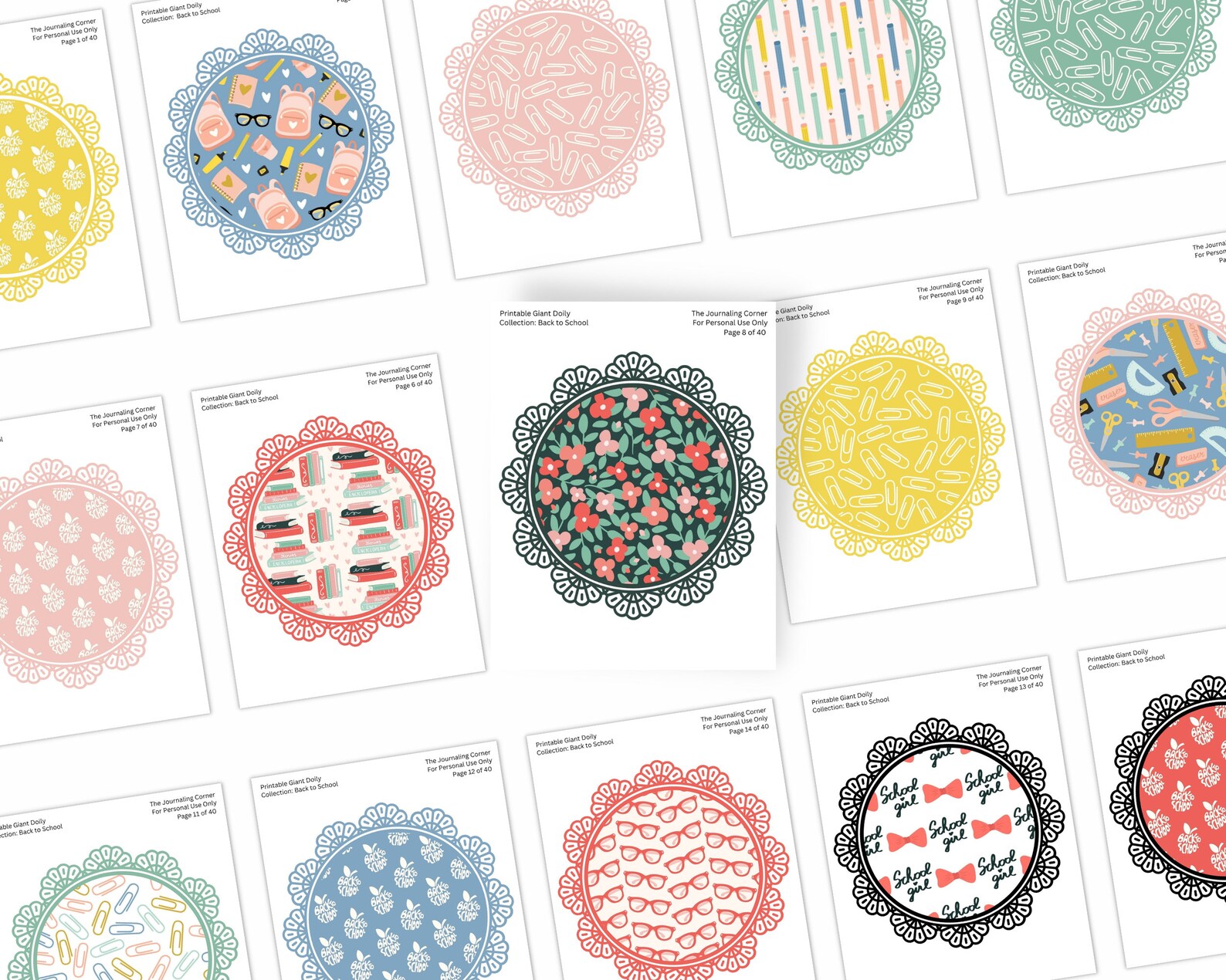 40 Back to School Printable Doilies, Digital Download Doily Sheets PDF ...