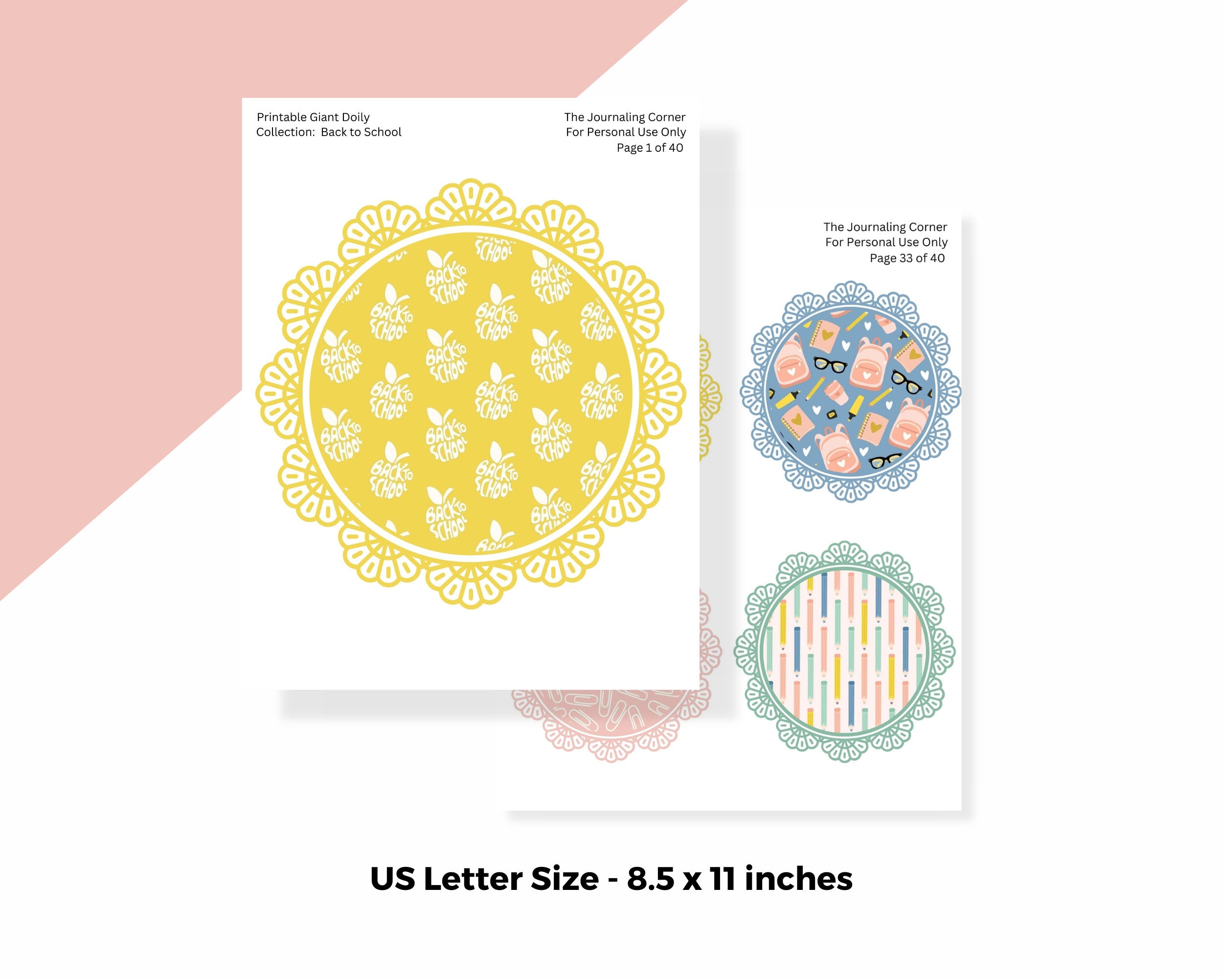 40 Back to School Printable Doilies, Digital Download Doily Sheets PDF ...