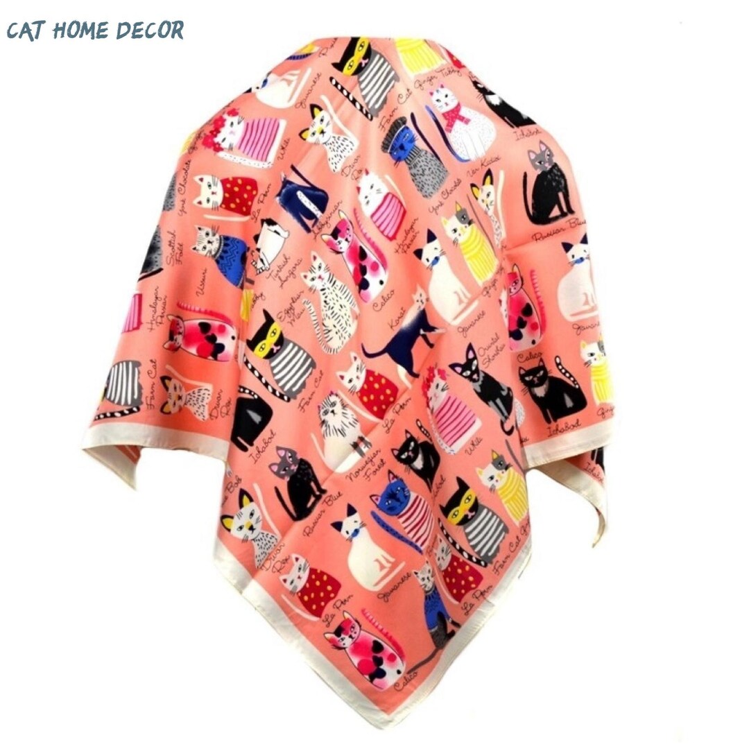 Women's Scarf With Cats, Autumn Scarf for Cat Lovers, Ladies' Winter ...