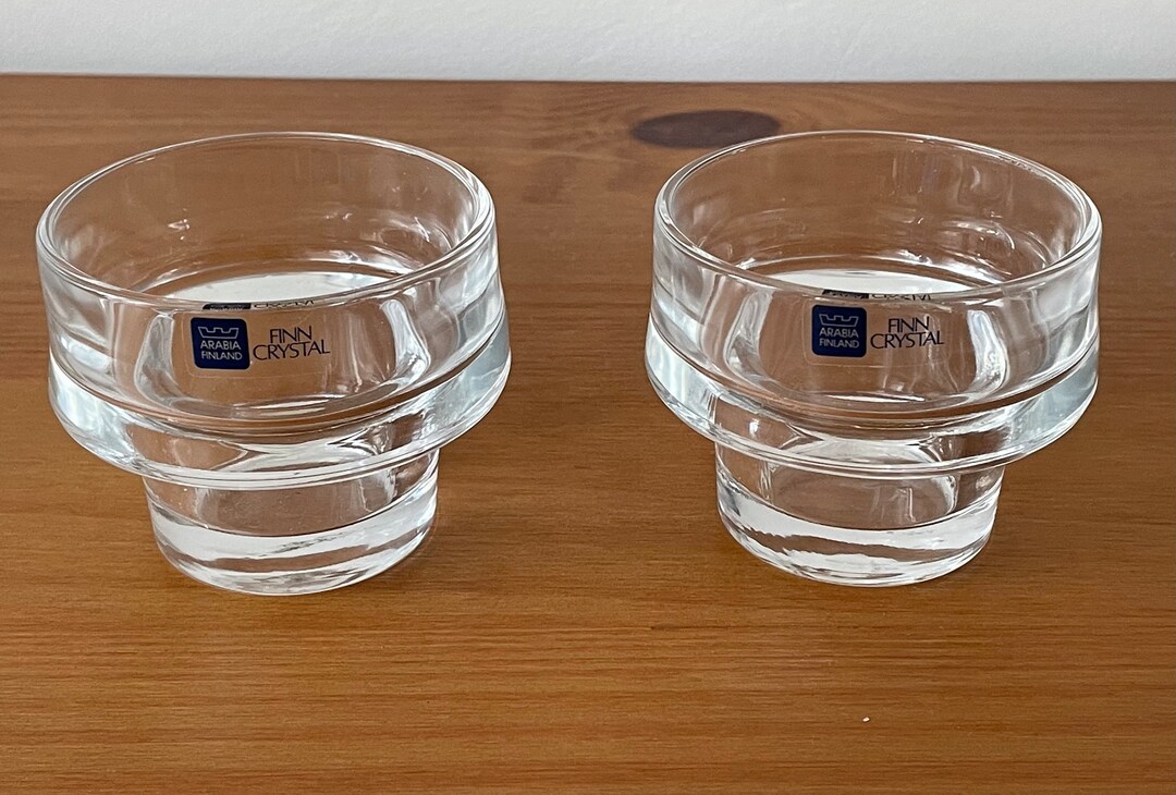2 Vintage Candle Holders by Finn Crystal Arabia Finland Hetta Home ...