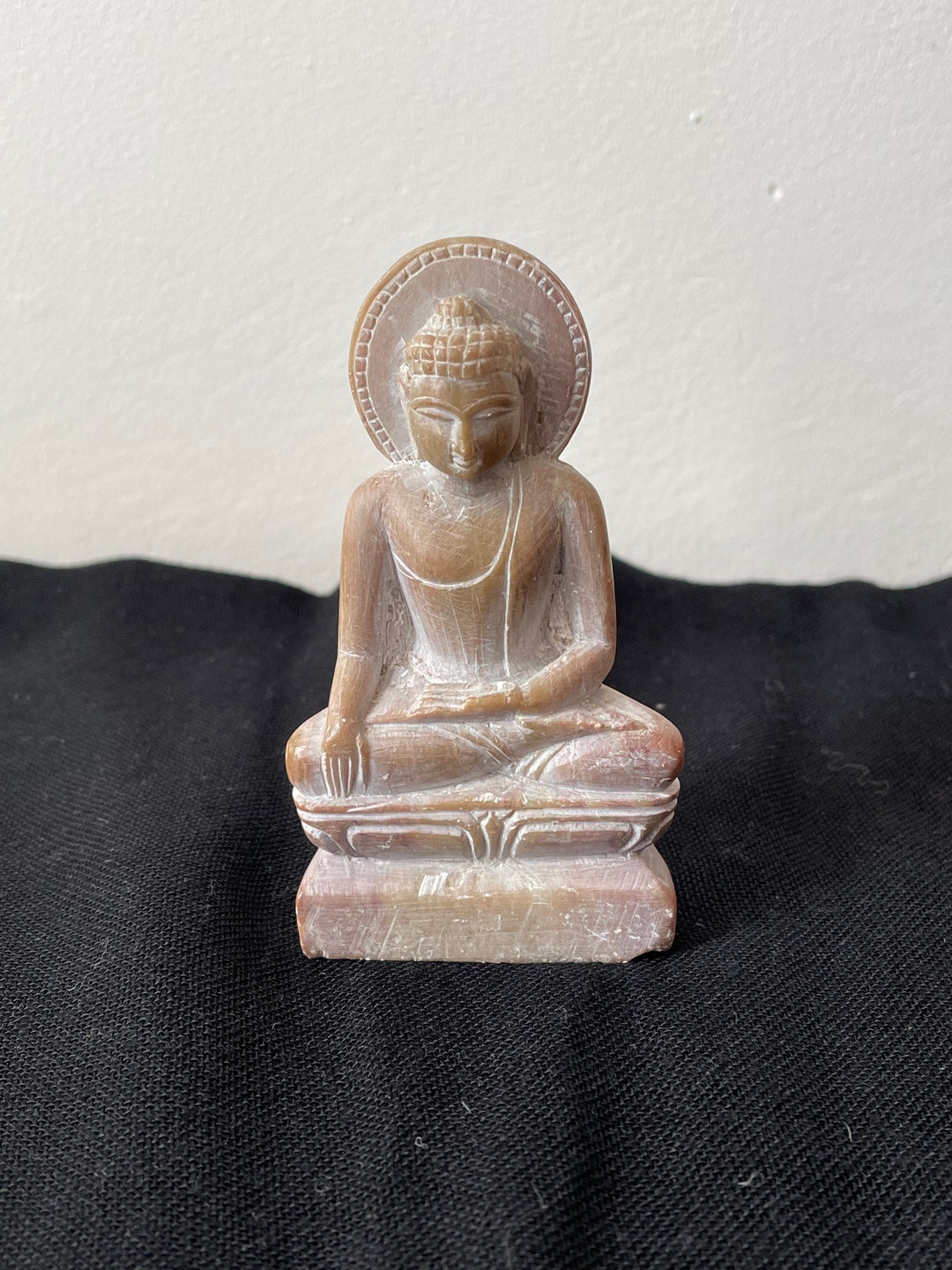 Vintage Buddha Statue Hand-carved Stone Buddha Indian Handcrafted ...