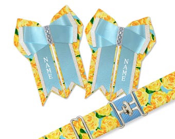 Custom Horse Show Bows Matching Belt, Show Bows With Name, Equestrian ...