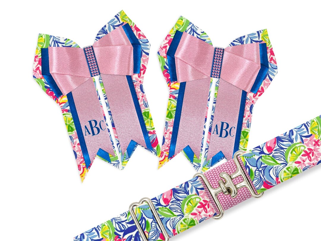 Custom Horse Show Bows Matching Belt, Show Bows With Name, Equestrian ...