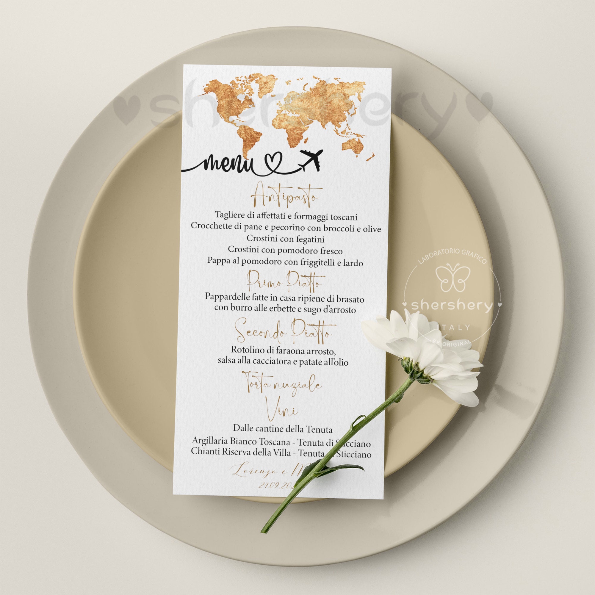 Menu Matrimonio, segnaposto matrimonio, Menu comunione, Menu tema mondo ...