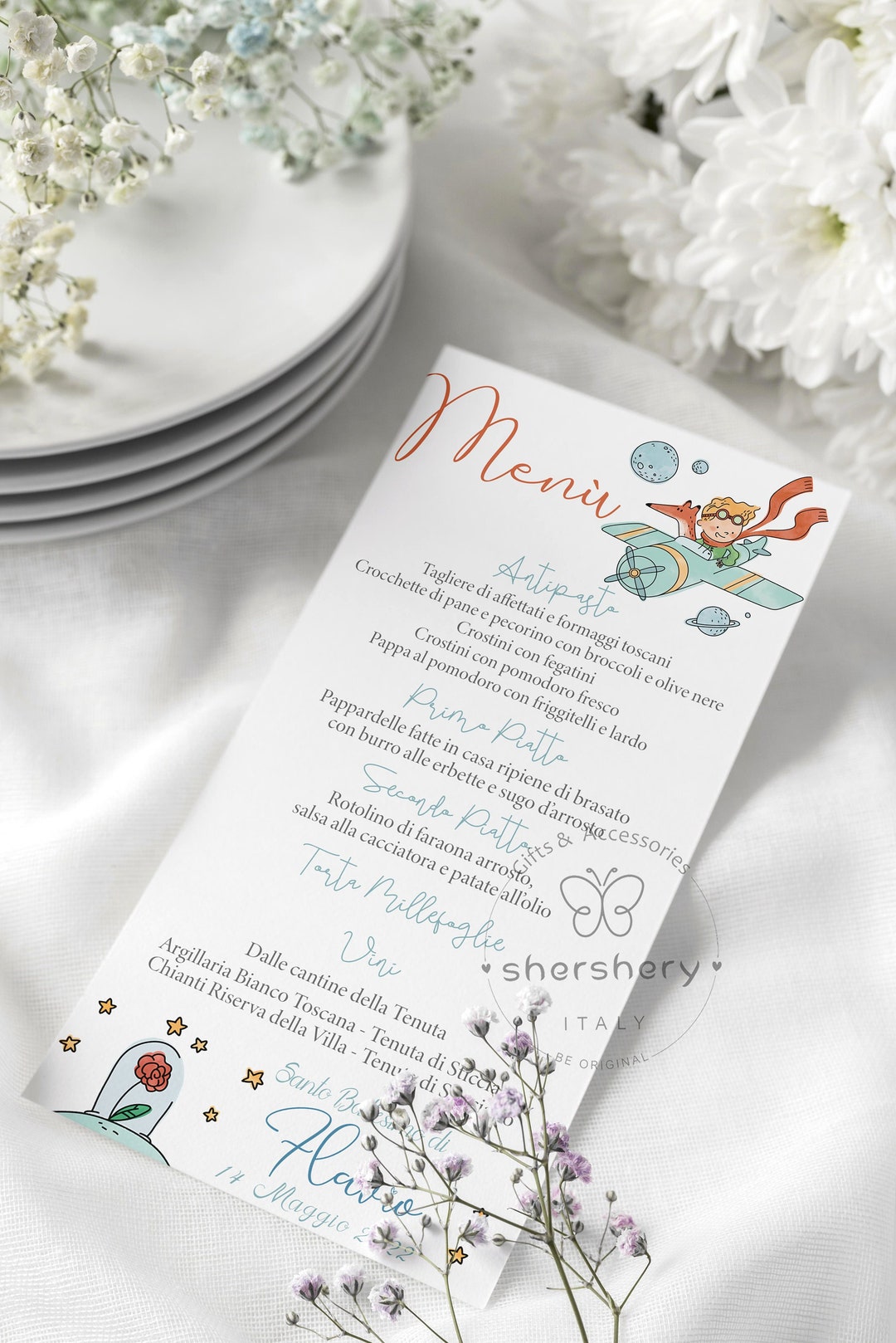 Menu Comunione, Menu Battesimo, Menu Il Piccolo Principe, Battesimo ...