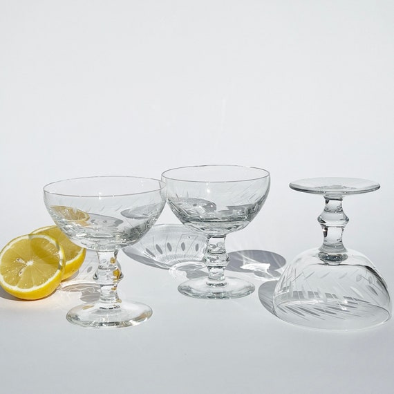 Set of 3 Coupes With Dash/stripe Etching Detail - Etsy