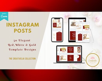 Red Canva Template - Etsy