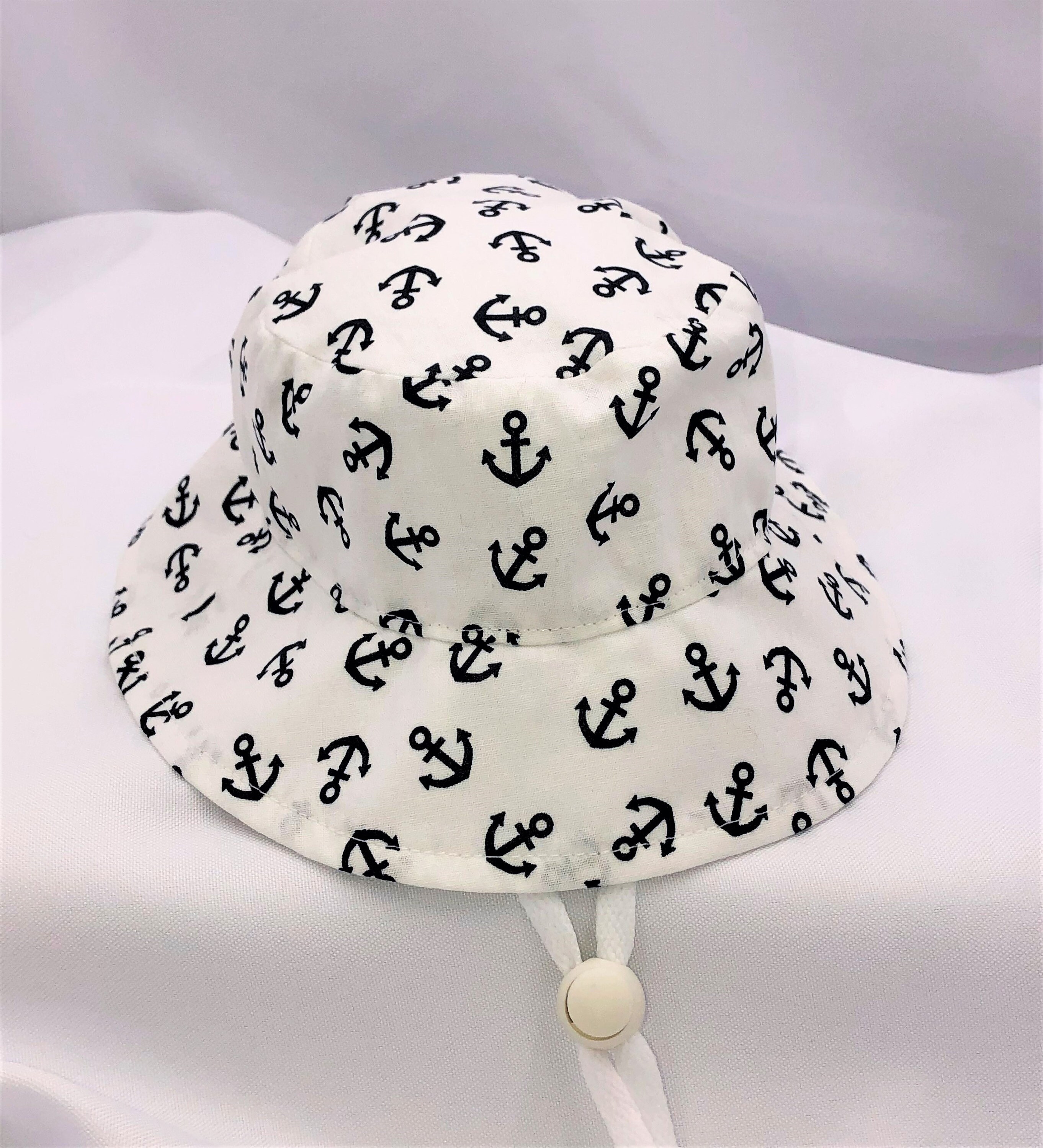 Summer Cotton Bucket Hat With Brim Nautical Anchors A-weigh - Etsy